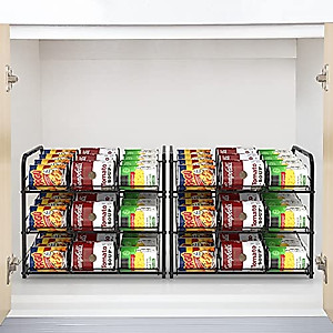 Vrisa Stackable Can Rack Organizer 2 Pack Can Dispenser for Food Storage Can Organizer for Kitchen Pantry Cabinet Hold up to 72 Cans Black