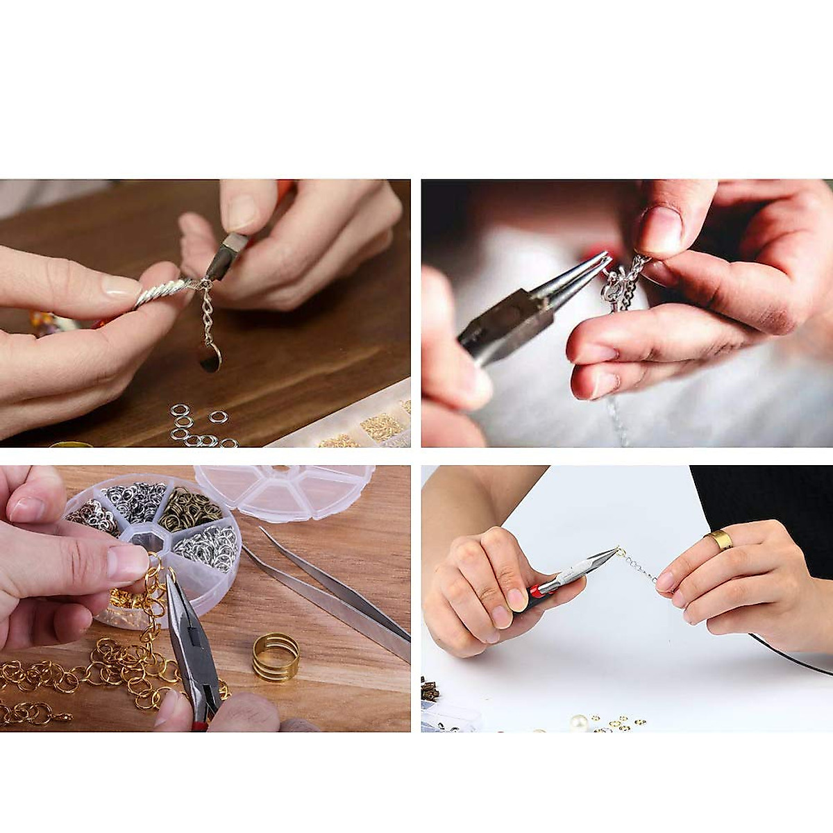 Alexcraft 14k Gold Plated Jump Rings 900PCS 4/6/8/10 mm Gold Jump Rings Strong Gold Open Jump Rings Bulk for Necklace Bracelet Earrings Jewelry Making