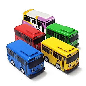 ZOTIN 5Pcs Little Bus Tayo Toy, Pull Back Mini Bus Toy Set, Cartoon Colors Cars Model, Gift for Friend and Children
