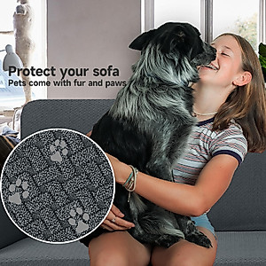 JIVINER Stretch Couch Cover Slipcovers 1 Piece Universal Couch Covers for 3 Cushion Couch Sofa (71"-91") Washable Pet Friendly 3 Seat Furniture Protector with Elastic Bottom (Sofa, Dark Gray)