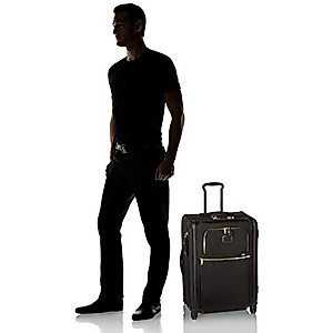 TUMI Alpha Short Trip Expandable 4-Wheeled Packing Case - Roller Bag for Short Trips & Weekend Getaways - Carry-On Luggage with 4 Spinner Wheels - Travel Suitcase for Men & Women - Black/Gold