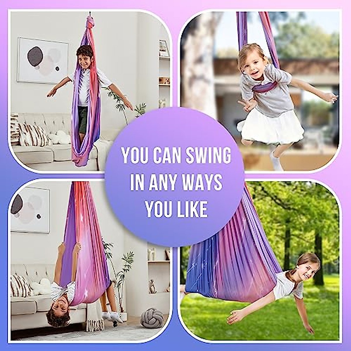 Sensory Swing Indoor Outdoor for Kids, Therapy Swing for Kids, Swing Hammock for Child & Adult with Autism, Sensory Joy Therapy Swing for Kids Joy Therapy Swing for Kids（Double Layer）