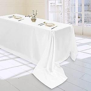 MTREO 10 Packs White Table Cloth Rectangle Rectangle Tablecloth Satin Tablecloths White Tablecloths for Rectangle Tables 57x108 Inch Bright Silk Table Cloth Rectangle Table for Wedding