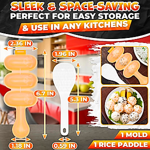Rice Ball Mold with Spatula - DIY Sticky Rice Molds Large Ball Mold Kitchen Tool Rice Ball Maker Shake with Mini Rice Scoop - Rice Roll Shaker Ball Maker Rice Ball Maker Shake for Kids