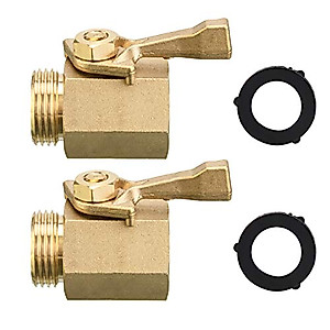 M MINGLE Heavy Duty Brass Garden Hose Shut Off Valve, 3/4 Inch, 2-Pack with 2 Hose Washers