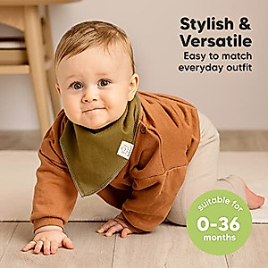 8-Pack Organic Baby Bandana Drool Bibs – Stylish Unisex Bandana Bibs - Super Absorbent Bandana Drool Bibs – Gentle Teething Bibs for Infants - Organic Cotton Baby Bib (Basics)