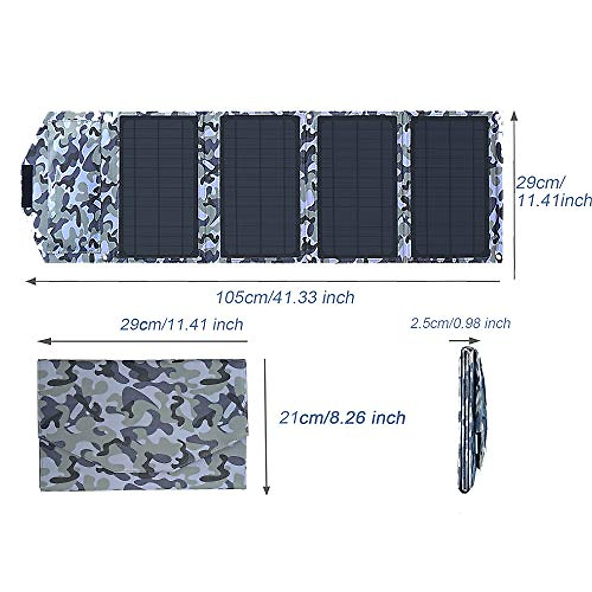 Solar Panel XINPUGUANG 28W Solar Phone Charger with 2 USB Ports,Portable,Foldable Solar Charger, Compatible with iPhone, Android,iPad,Tablets, Camera for Camping & Outdoors (Camouflage)