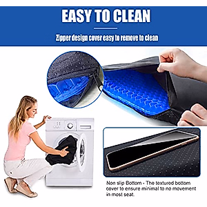 Super Large Gel Seat Cushion for Long Sitting - 19inch Office Chair Car Seat Wheelchair Cushion for Coccyx, Sciatica, Back, Tailbone Pain Relief - Cool, Soft & Breathable Pillow with Non-Slip Cover