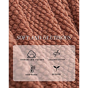 SPAOMY Knitted Throw Blanket with Tassels 3D Bubble Textured Lightweight Decorative Throws Blanket for Couch Cover Home Decor (Caramel, 50x60)