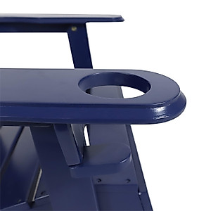 Christopher Knight Home Edmund Outdoor Acacia Wood Folding Adirondack Chair, Navy Blue