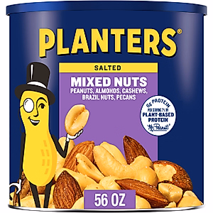 Planters Mixed Nuts Less Than 50% Peanuts with Peanuts (Almonds, Cashews, Brazil Nuts, Pecans & Sea Salt, 3.0 lb Canister)