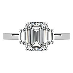 10K Solid White Gold Handmade Engagement Ring, 3 CT Emerald Cut Moissanite Diamond Solitaire Wedding/Bridal Ring for Women/Her, Minimalist Ring Anniversary Ring Gifts (6.5)