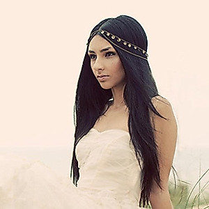 Wekicici Boho Gold Disc Tassel Pendant Spangles Hair Bands for Women and Girls Coin Headpiece Party Costume Layering Hair Accessories