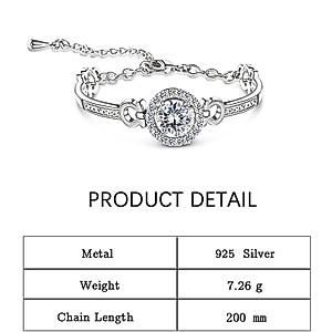 Jeulia Classic Halo Design Stainless Steel Adjustable Bracelet for Women Gemstone Bracelet Summer Wedding Jewelry Gift for Brides Brademaids Girls