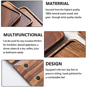 Vandroop Wooden Serving Platter, Small Decorative Trays for Parties, Appetizers, Tea/Coffee, and Cheese, Handcrafted Wooden Board Set of 2 (9.8"×4.6")