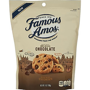 Famous Amos Wonders of the World Belgian Chocolate | Bite-Size Cookies with Chocolate Chips in a Resealable 7 oz Bag