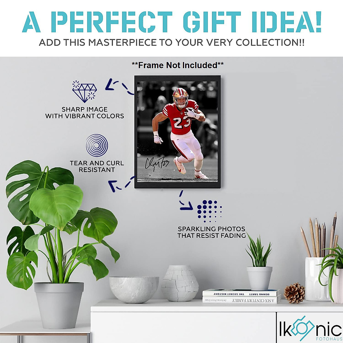 Ikonic Fotohaus Christian McCaffrey Epic Rush Signed Photo Autograph Print Wall Art Home Decor