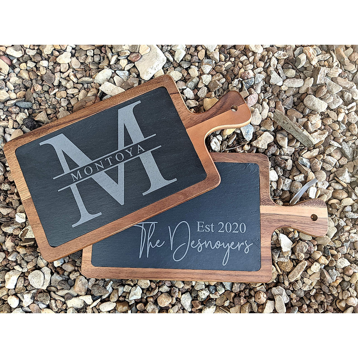 Personalized Acacia and Slate Cutting Board. 9 Engraving Options. 2 Sizes. Custom Wedding Gift For Couple, Newlyweds, Anniversary. Closing Gift. Realtor Gift. Engraved Slate/Acacia Cutting Board