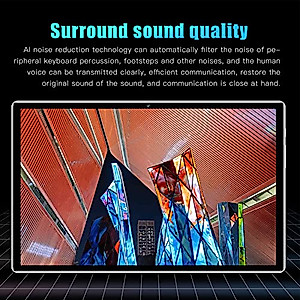 BUUA Tablet PC, 256GB ROM 10.1in Tablet 5MP 13MP Silvery for Online Video (US Plug)