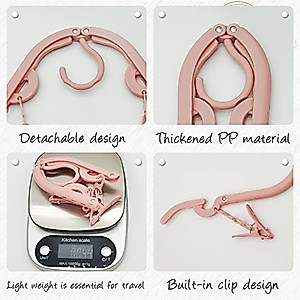 WisePoint 4 Pcs Folding Coat Hangers, Portable Plastic Hangers Clothes Hanger Clothes Foldable Hanger with 8 Clips and Anti-Slip Groove Suitable for Home Outdoor Travel Camping Hiking (Colorful)