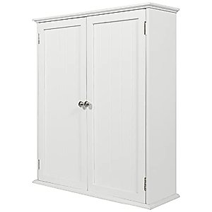 ALAPUR Bathroom Cabinet Wall Mounted,Over Toilet Storage Cabinet with 2 Doors and Adjustable Shelves,Wood Medicine Cabinet for Bathroom, White