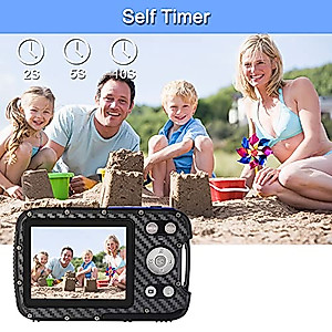 YEEIN 16FT Underwater Camera 30MP Waterproof Digital Camera with 32G Card and Rechargeable Battery, 18X Point and Shoot Camera for Boys Girls Children Teens Snorkeling Swimming Vacation(Blue)