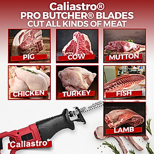 Caliastro 6-Inch Stainless Steel Frozen Meat Bone Cutting Saw Blades for Reciprocating and Sawzall Saws 5-Pack