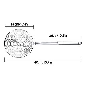Spider Strainer Skimmer, Swify Stainless Steel Asian Strainer Ladle Frying Spoon with Handle for Kitchen Deep Fryer, Pasta, Spaghetti, Noodle, 5.5 Inch