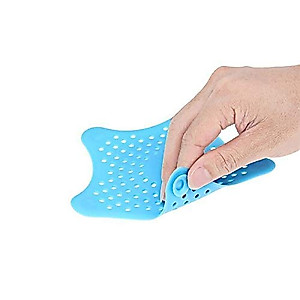 Kitchen Drain Hair Catcher Bath Stopper Sink Bathroom Protector Silicone Cover Basin Strainer Filter Shower Trap (Blue)