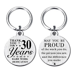 ABNTY 30 Year Work Anniversary Employee Gifts, 30th Work Anniversary Decorations, Thank You 30 Years Employee Anniversary Keychin Gifts