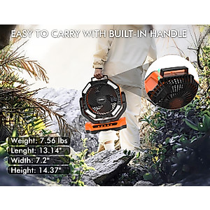 40000mAh Battery Operated Camping Fan, Rechargeable High Velocity Floor Fan, Auto Oscillation Remote Control Timer - Cordless Outdoor Fan for Car Travel RV Camp Garage Patio Hurricane Emergency