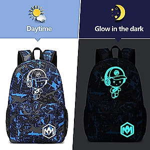 School Backpack for Teen Boys Bookbags Elementary High School Kids Travel Daypacks (Blue)