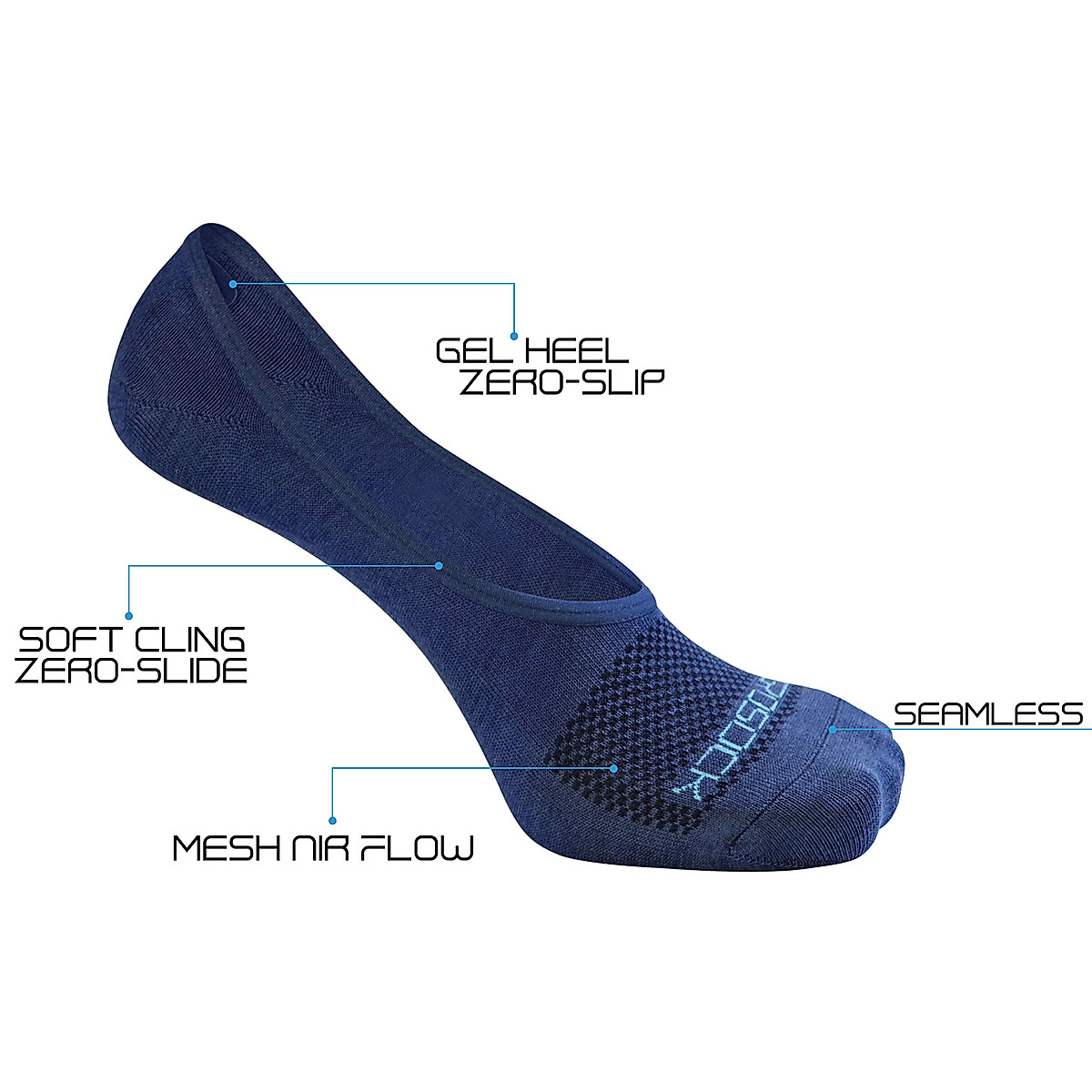 ZeroSock Bamboo Viscose Super Low Invisible Socks With Mesh Ventilation with Anti-Slip Gel Heel Grip (4 Pairs Per Box)