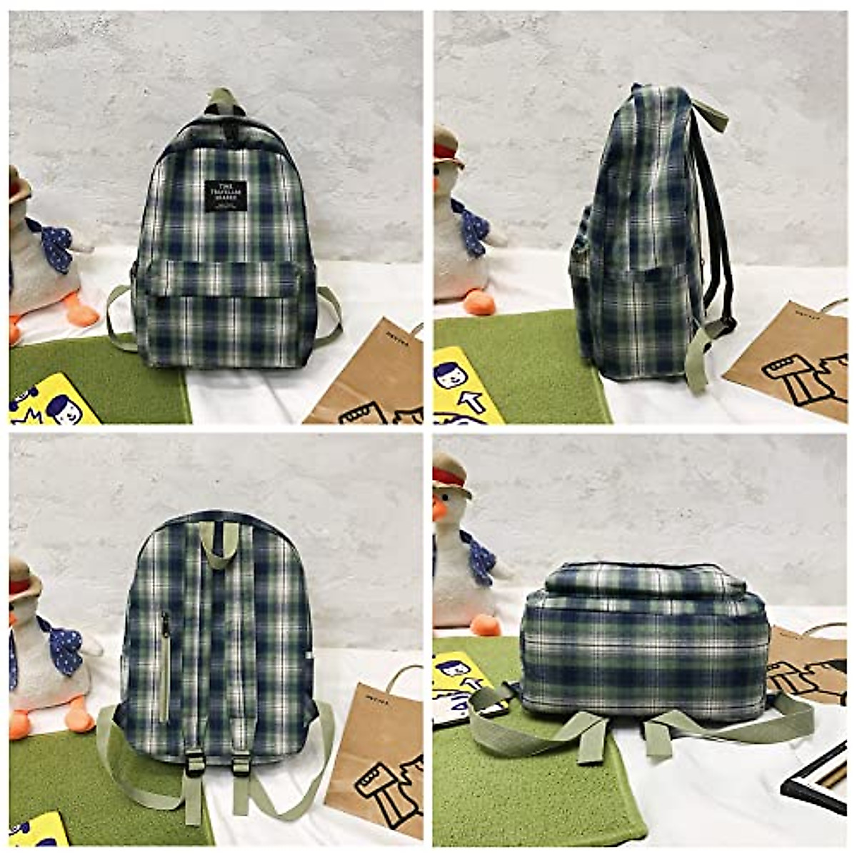 LOVECRAFT Light Academia Plaid Backpack for School Aesthetic Backpacks Preppy Rucksack, Back to School and off to College Accessories