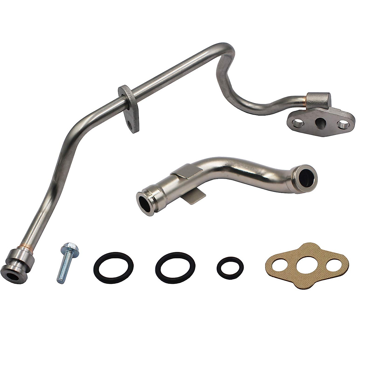 YHB Updated Turbo Feed & Drain Line Tube Compatible With Ford 6.0L F250 F350 F450 F550 904-192 625-210 - Powerstroke Diesel Updated Turbo Supply Feed Line Drain Tube