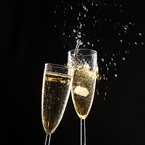 Elsjoy 12 Pack Plastic Champagne Flute, 6 oz Unbreakable Champagne Glasses Stemmed Champagne Coupes, Reusable Shaterproof Champagne Toasting Cups for Event, Wedding, Party