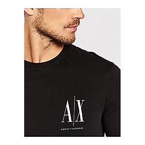 A|X ARMANI EXCHANGE Men's Icon Chest Graphic Long Sleeve T-Shirt, Black, XL