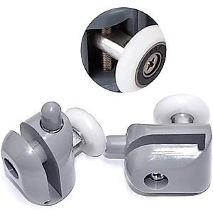 Queta 8Pcs x Shower Door Rollers(4xtop+4xbottom+Screw+Cover Caps), Shower Door Rollers / Runners / Wheels / Pulleys/Guides 23Mm Diameter , Ultra-Quiet Home Bathroom DIY Replacement Parts