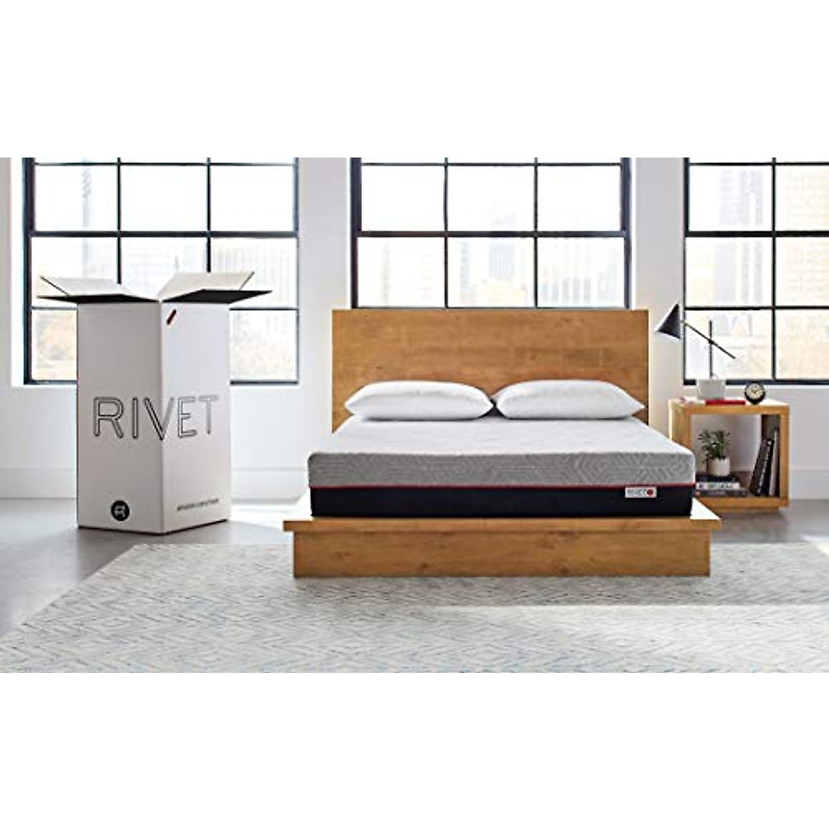 Amazon Brand – Rivet Mattress - Supportive Pressure Relief Memory Foam with Celliant Cover for Restorative Sleep, 10-Inch Height, Queen