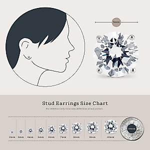 KEZEF Sterling Silver Cubic Zirconia Stud Earrings for Women & Men – Premium S925 Silver Studs – Hypoallergenic – CZ 14k Gold Stud Earrings - Size 5mm