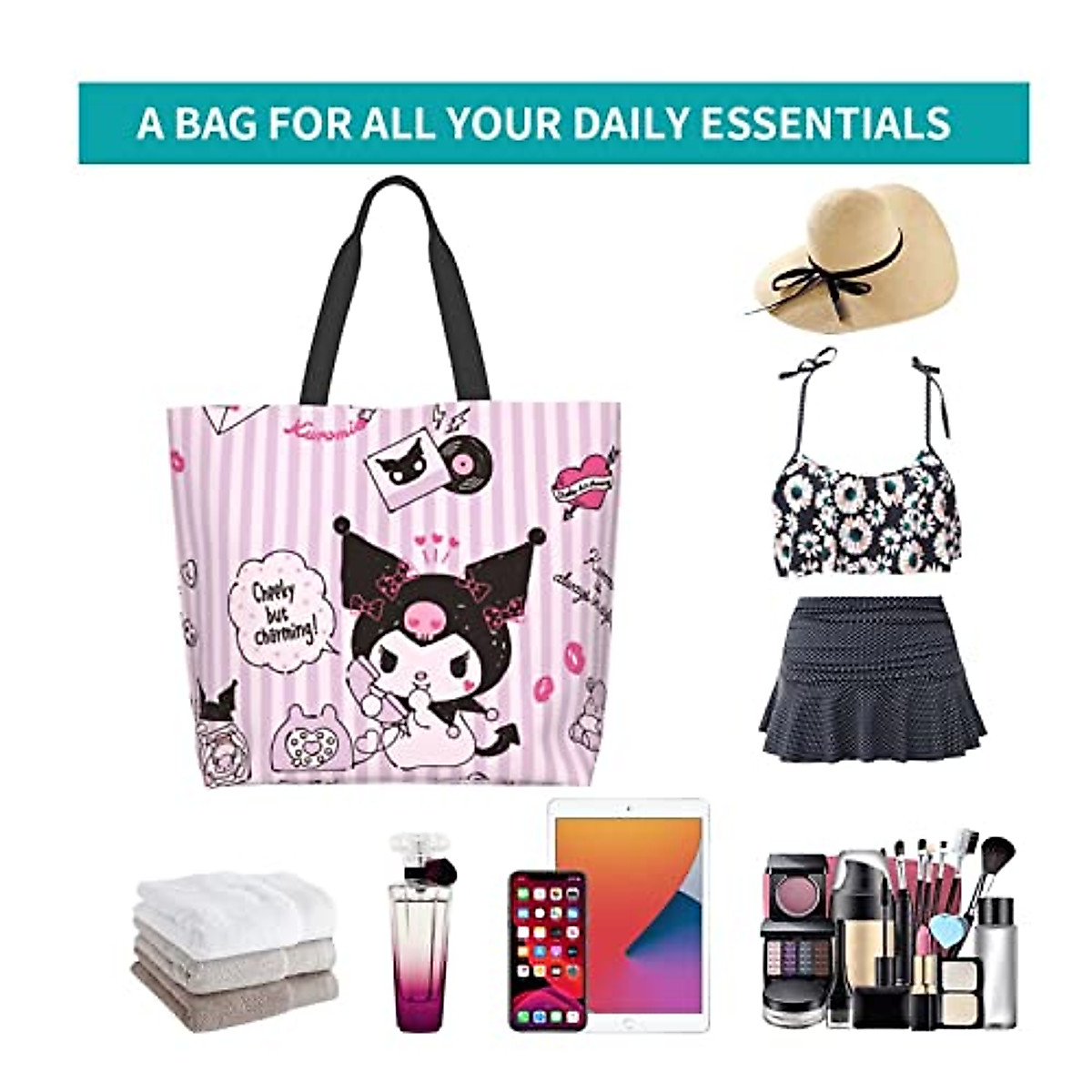 Anime Tote Bag for Women Cute Shopping Bag Kawaii Large Capacity Shoulder Bags Fashion Handbags Storage Bag