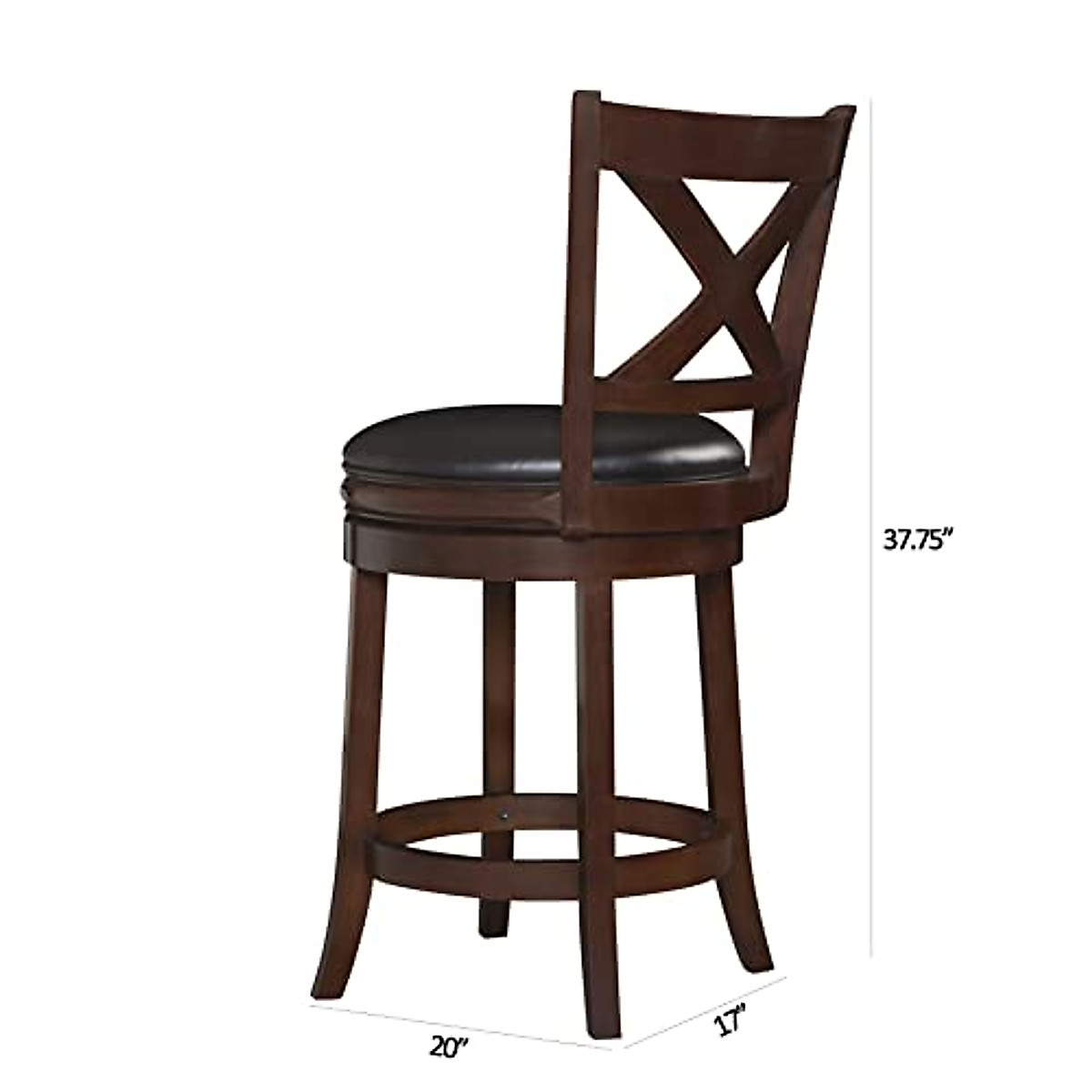 Ball & Cast Upholstered Swivel Counter Height Bar Stools 24 Inch Seat Height Kitchen Stool Chairs, Cappuccino
