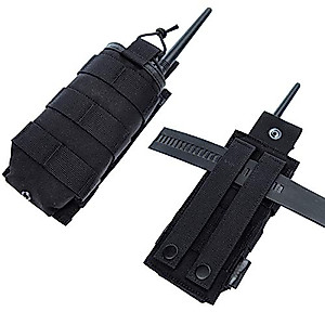 Tactical Universal Radio Holster / Radio Pouch Holder Case Bag Military Molle Radio Case for Pofung Motorola Midland CB Walkie Talkies Compatible with 5.11 Bags (Black) by LUITON