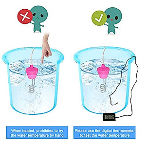 Resistance Water Heater, Immersion Heater 2000 W with Digital Thermometer Automatic Shut-Off Floating Electric Immersion Heater Made of Stainless Steel for Bathtub, Bucket, Pool (2 m)