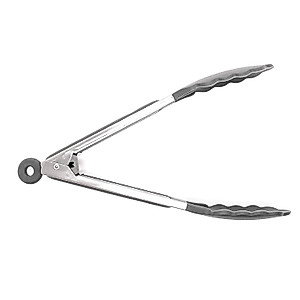 Gourmet By Starfrit 080307-006-0000 Silicone Tongs Utensils, NORMAL, Gray