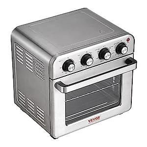 VEVOR 7-IN-1 Air Fryer Toaster Oven, 18L Convection Oven, 1700W Stainless Steel Toaster Ovens Countertop Combo with Grill, Pizza Pan, Gloves, 6 Slices Toast, 12-inch Pizza, Home and Commercial Use