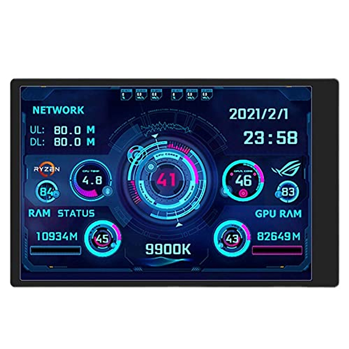 MAKIVI 1 Set 3.5 Inch Computer Small Secondary Screen IPS Full USB-C Chassis Secondary Screen Computer Temperature Monitoring Screen AIDA64