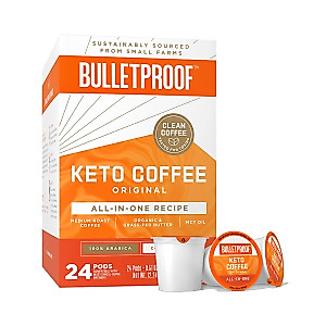 Bulletproof Keto Coffee Pods, 24 Ct, All-In-One Recipe, 100% Arabica Medium Roast, MCT Oil, Organic & Grass-Fed Butter