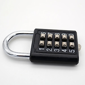 MIONI 10 Digit Push Button Combination Padlock, 5 Digit Locking Mechanism, Black