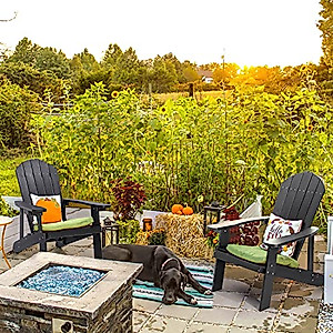 hOmeQomi Adirondack Chair, All Weather Resistant Plastic Chairs with Cup Holder, 5 Easy Steps to Install, Outdoor Chairs for Patio, Garden, Backyard Deck, Lawn, Fire Pit - Black